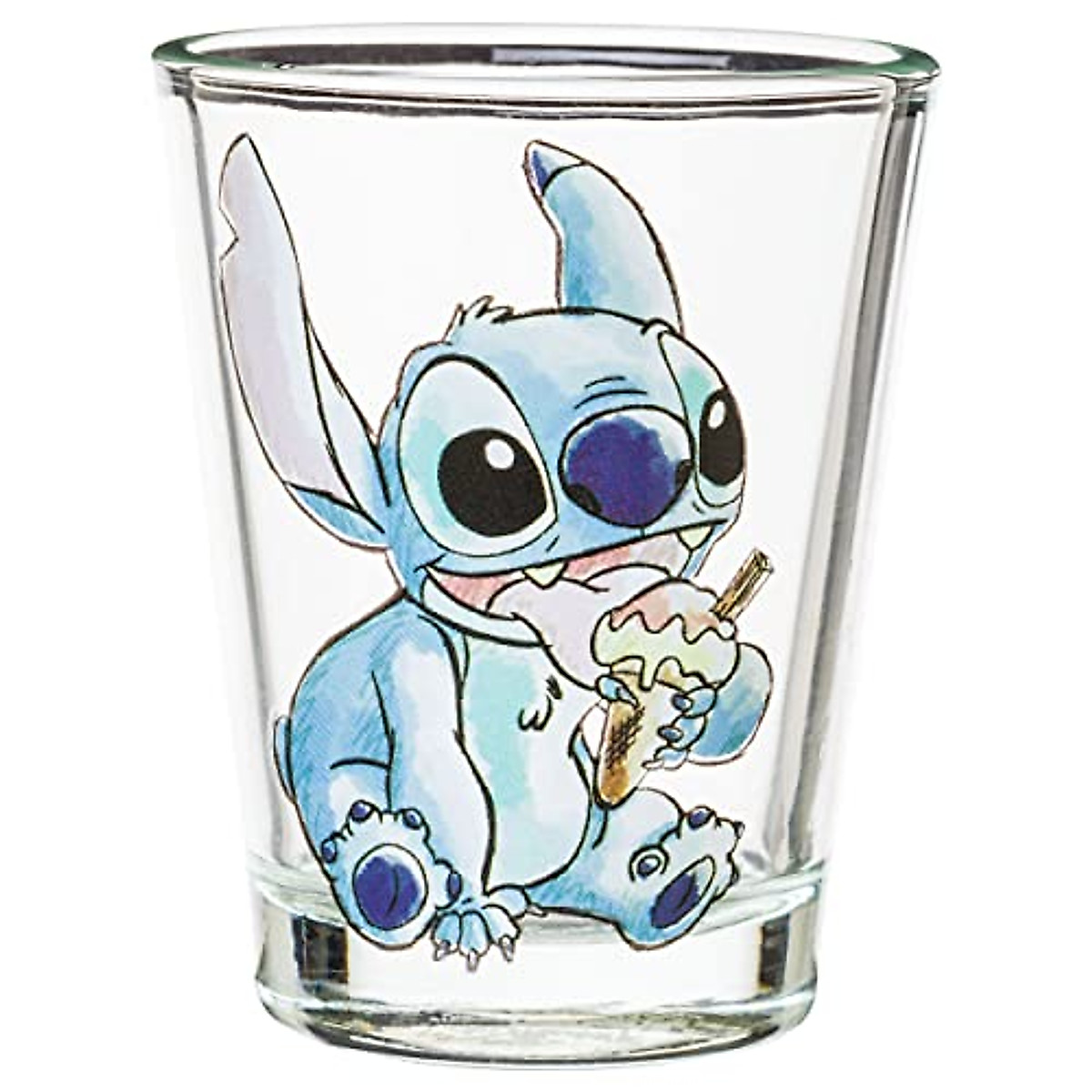 Silver Buffalo Lilo and Stitch Props 4-Pack Mini Glass Set, 1.5 Ounces