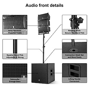 RECK CLUB-8000 18-inch 8000W P.M.P.O Stereo DJ/Powered PA Speaker System Combo Set 6 Line Array Speakers and Two 18 inch Subwoofers with Bluetooth/USB/SD Card/Remote Control