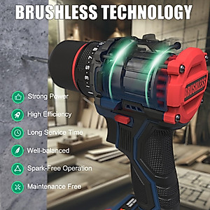 INSPIRITECH 20V Cordless Drill Set, Brushless Power Drill Set with 3.0Ah Battery and Charger,3/8-Inch Metal Chuck Electric Drill Driver,22 Torque Setting,Drill/Driver Bits and Tool Bag Included…