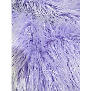 Ecoshag™ Faux Fake Fur Solid Mongolian Long Pile Fabric Sold by The Yard DIY Coats Costumes Scarfs Rugs Accessories Fashion (Curly Lavender)