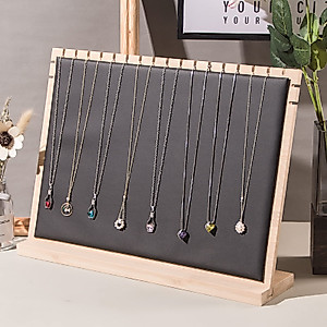Justsoso Big Bamboo Necklace Display Stand, Pendant Necklace Jewelry Holder Rack, Chain Jewellery Organizer for Home or Selling Show (Black PU)