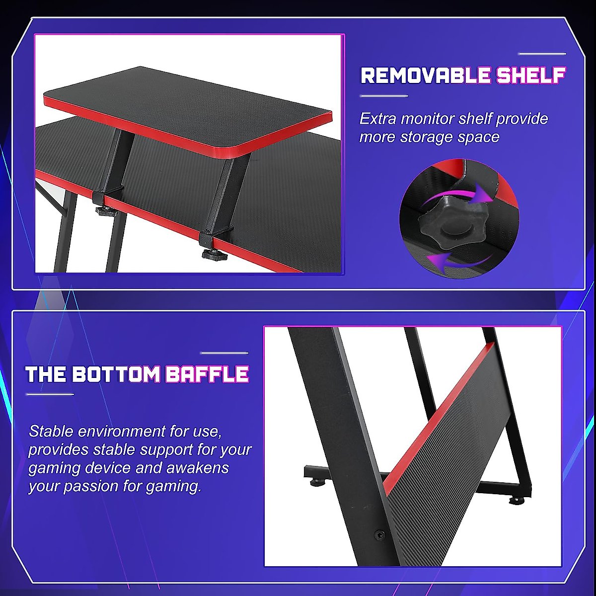 NChanmar L Shaped Gaming Desk, Computer Corner Desk with Monitor Riser Stand, Home Office Desk Corner Desk for Studying, Working, L Desk with Large Desktop, Black
