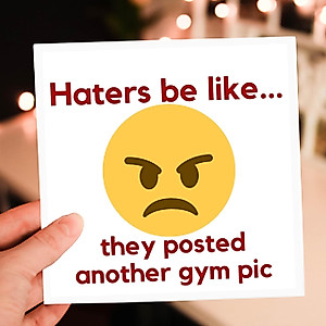 3dRose Greeting Card - Cute emoji Face with Funny Text about gym Mary Aikeen- Gym Quotes