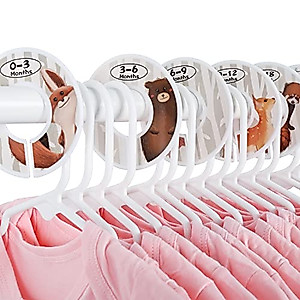 Minnebaby Plastic Baby Hangers 60 Pack, Ultra Thin No Slip Infant Nursery Clothes Hangers with 6 Pcs Cute Clothing Dividers for Boys & Girls Closet Organizer, White Kids Hangers