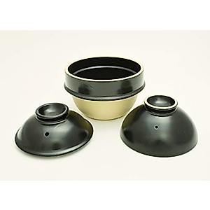 Tsukamoto AKM-2 Rice Pot, Black, 1 Cup, Living Alone, Mashiko Ware Kamakko Rice, Earthenware Pot, 2 Types of Chopsticks Rests