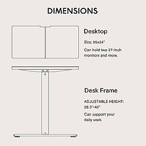 SANODESK Standing Desk Adjustable Height, 55x24 Inch Stand up Desk for Home Office Computer Desk with Memory Preset(55x28 Joint Boards,Maple)