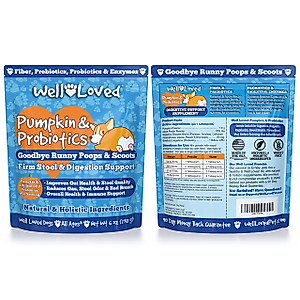 Well Loved Pumpkin for Dogs - Pumpkin Puree, Canned Pumpkin (Alternative), Fiber for Dogs, Probiotic Powder, Pumpkin Powder, Dog Diarrhea, Digestive Support, Perfect for Firm Poops and No Scoots, 6 oz