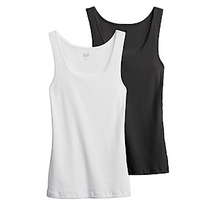 GAP Womens Ribbed Tank Top Cami Shirt, White V2 Global Pack, Large Tall US