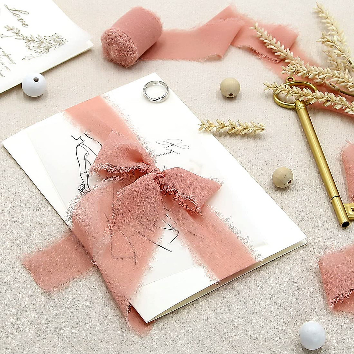 Chiffon Ribbon Mixed Color Handmade Frayed Fringe Sheer Boho Silk Ribbons for Gift Wrapping, Floral, Wedding Invitations, Bouquet, 1-1/2'' 2 Yards*9 Rolls