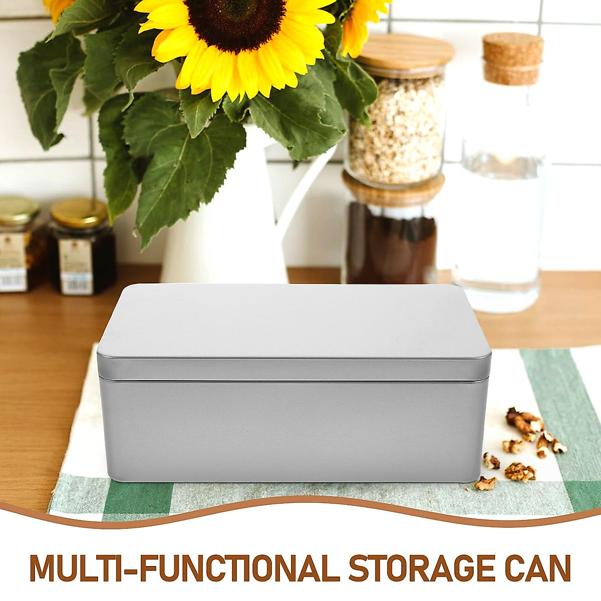 Luxshiny 2Pcs Tin Storage Boxes Lids Tea Leaf Candy Crafts Portable Tinplate Containers Home Organizer Decorative Storage Boxes with Lids