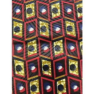 100% Cotton-Polished- African Wax Fabric/Ankara Wrapper Fabric/Ankara Wax Clothing/African Wax Print- Sell by 6 Yards- for Dresses- Red, White, Blue, Cream, Light-Gold