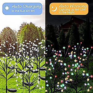 12 Pack Solar Powered Garden Tree Lights Outdoor Decorative Waterproof Colorful Solar Powered Fairy Landscape Tree Lights Solar LED Flower Lights for Pathway Yard Lawn Patio Christmas Decorations