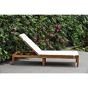 Amazonia Regatta Patio Chaise Lounger | Durable outdoor furniture with Teak Finish | Grey Cushion