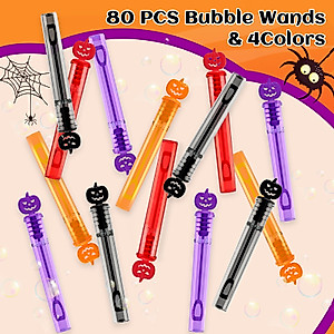 Shemira 80PCS Halloween Bubble Wands, Mini Bubbles Party Favors for Kids, Halloween Party Favors, Halloween Goodie Bag Stuffers, Classroom Prizes Gifts for Kids, Halloween Trick or Treat Toys Bulk