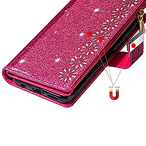 BOYUHII Silicone Protective Case for phone For Samsung Galaxy A50 / A30s / A50s Multi-card Slots Starry Sky Laser Carving Glitter Zipper Horizontal Flip Leather Case with Holder & Wallet & Lanyard ATC