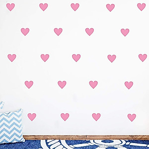 Set of 96 Pieces 2" Heart Wall Decor Sticker DIY Children's Wall Decor Decals Removable Vinyl Kids Room Baby Boys Grils Bedroom Wall Sticker (Soft Pink)