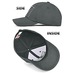 LCZTN 2 Pack American Flag Baseball Cap for Men Women,Low Profile USA Plain Dad Hat (Black＆Grey)