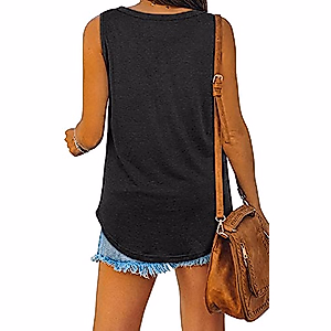 DADAB Womens Tank Tops V Neck Sleeveless Flowy Loose Fit Casual Shirts Clothes Cami Blouse 2X Black