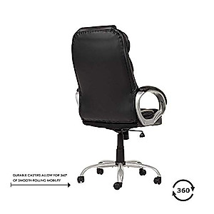 Ergonomic Office Chair Desk Chair Computer Chair with Lumbar Support Arms Executive Rolling Swivel PU Leather Task Chair for Women Adults, Black