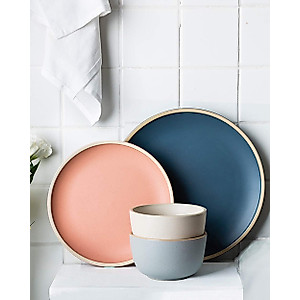 MDZF SWEET HOME 28 Oz Porcelain Bowl Set, 6 Inch Deep Bowl for Cereal, Soup, Fruit-Salad and Dessert Serving Bowls, Set of 4