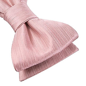 Dubulle Self Tie Bow Ties and Lapel Pin for Men Paisley Solid Mens Bowtie and Handkerchief Cufflinks Set Wedding,Blush Rose Gold