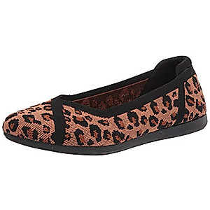 Clarks womens Carly Wish Ballet Flat, Dark Tan/Black Interest Knit, 10 US
