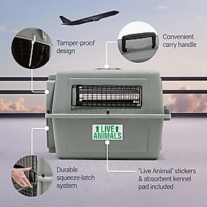 Petmate Sky Kennel - For Air and Travel, Airline Approved Dog Crate for Pets up to 15 lbs, Heavy Duty Dog Kennel, Made in the USA- 21 Inches