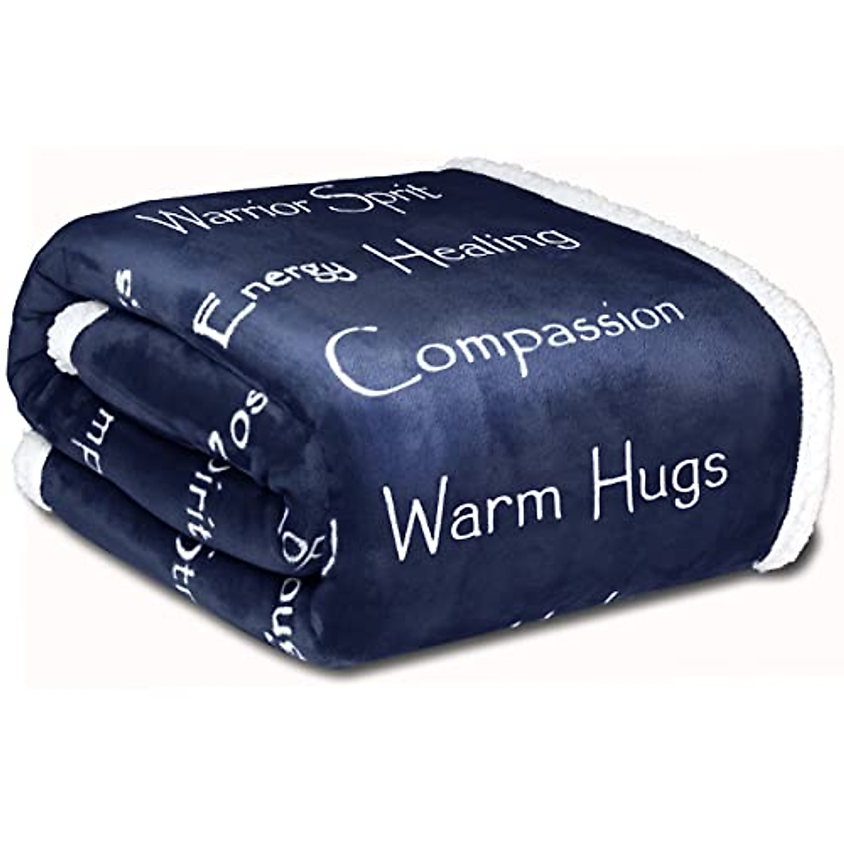 WOLF CREEK BLANKET Co. - Compassion Blanket - Strength Courage Super Soft Warm Hugs, Get Well Gift Blanket Healing Thoughts Positive Energy Love & Hope & Fluffy Comfort (50 x 65 Navy Blue)