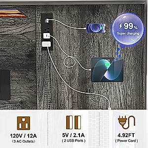 Ecoprsio L-Shaped Desk with Power Station and USB, Large L Shaped Gaming Desk with Storage Shelves Industrial Corner Desk Writing Study Table for Home Office Gaming Workstation, Oak and Black