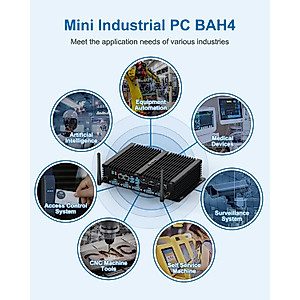 BASOARO Industrial Mini Computer, Fanless Industrial PC, Core i7 8550U, 16G RAM 512G SSD 1TB HDD, Dual LAN, Triple Display 4K UHD, DP/EDP/HD, 6 RS232 COM, Win 11 Pro Mini PC