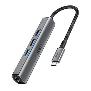 USB C to Ethernet Adapter, SAILLIN USB C Hub with RJ45 Gigabit and 3 USB 3.0 Ports, Thunderbolt 3 Multiport Adapter Hub 4 in 1 for MacBook Pro/Air, iPad Pro, iMac, Dell XPS, Surface Pro, Chromebook