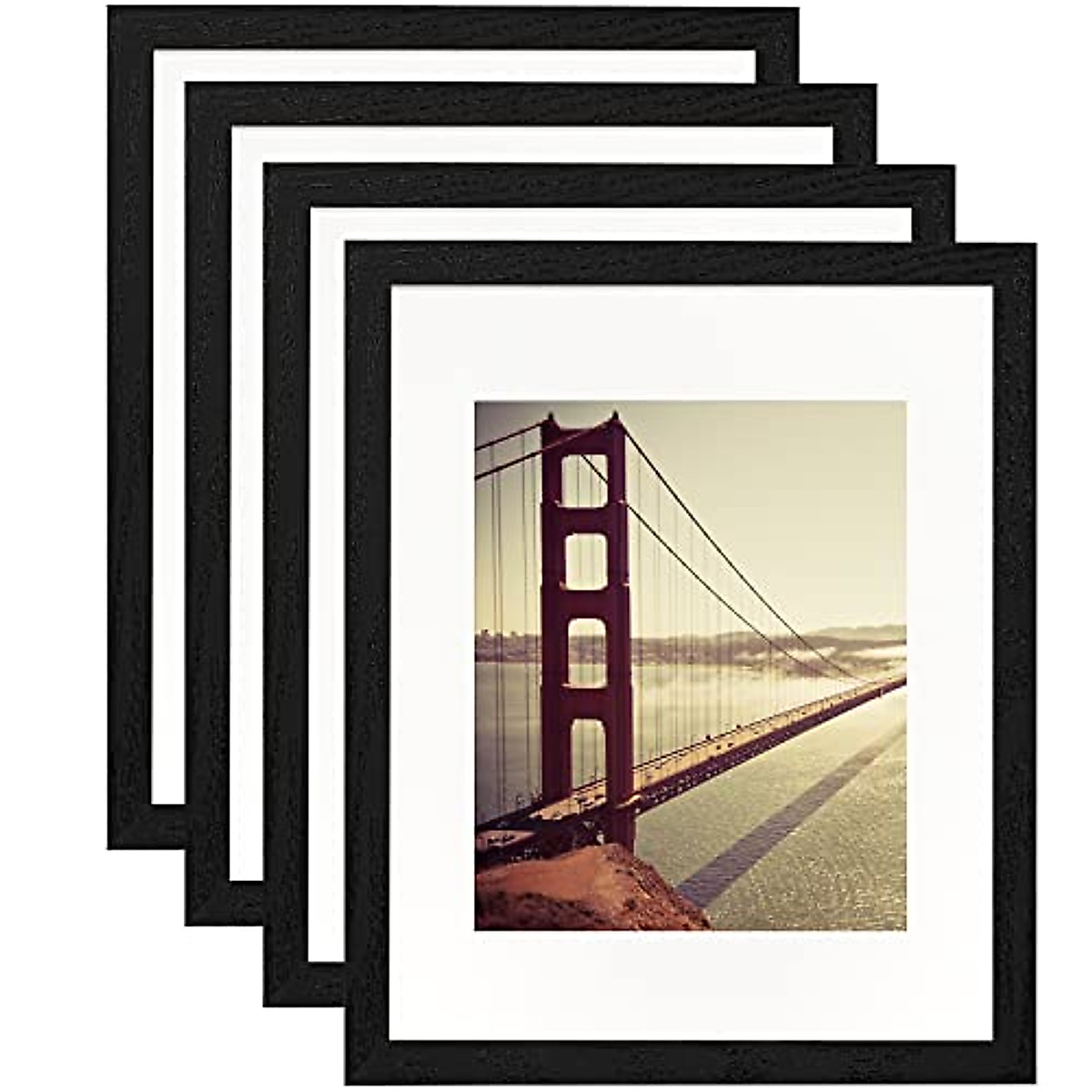BAIJIALI 11x14 Picture Frame Composite wood for 8x10 photo with Mat or 11x14 photo Without Mat for Rustic Home Decor,4 Packs