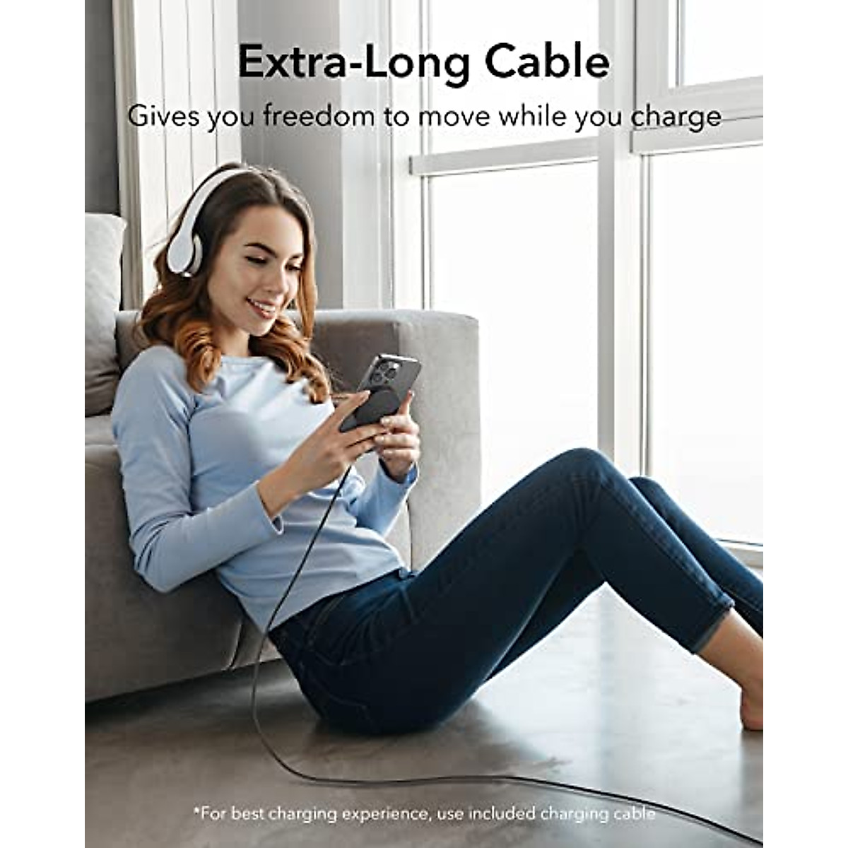 ESR HaloLock Kickstand Wireless Charger, MagSafe-Compatible Charger for iPhone 14/14 Plus/14 Pro/14 Pro Max and iPhone 13/12 Series, with 5 ft (1.5 m) Removable Cable, Adapter Not Included, Black