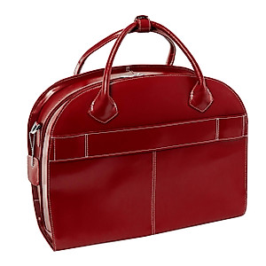 McKlein W Series Laptop Rolling Briefcase, Red Leather (94366)