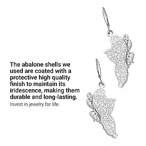 Shop LC Butterfly Dangle Earrings - Abalone Shell with Black Crystal Dangling Lever Back Earrings in Stainless Steel - Butterfly Wing Drop Leverback Earrings for Women Jewelry Birthday Gifts for