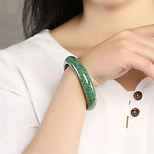 Natural Jade Bracelet, Healing Energy Hand Cutting Green Jade Stone Bangles for Women