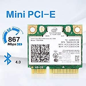 Intel Dual Band Wirless- MQUPIN Intel 7260.HMW Dual Band Wireless Card-AC 7260 Network Adapter+Bluetooth 4.0 USE for Intel AC Half Mini Pcie Card 802.11 b/a/g/n/ac(1 Pack)