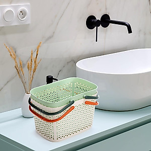 Hedume 2 Pack Portable Shower Caddy Basket, Plastic Organizer Storage Tote with Handle, Plastic Storage Caddy Basket for Bathroom, College, Dorm, Kitchen, Camp, Gym, Garden, Cleaning Supplies