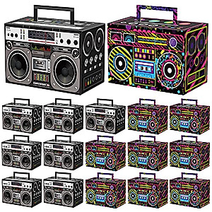 80s Party Favor Treat Boxes 24 PCS Novelty Boom Box Gift Boxes Retro Radio Mixed Color Candy Goodies Box for Retro 1980s Theme Hip Hop Music Party Supplies