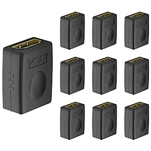 VCE HDMI Coupler 10-Pack, HDMI Female to Female Connector Adapter 3D 4K 1080P HDMI Cable Extender Compatible with Roku TV Stick Chromecast, Switch, Xbox One, PS4 PS3, PC and More