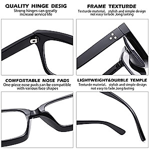 Hycredi Classic Square Eyewear Non-prescription Clear Lens glasses for Women Men Thick Square Frame Eyeglasses-Black+Red