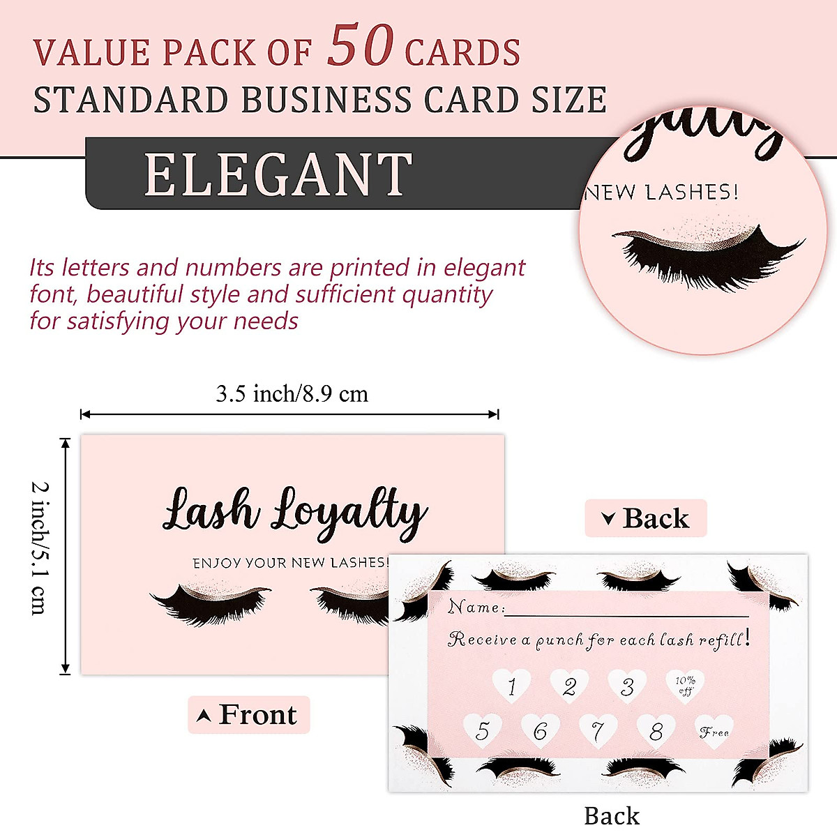150 Pieces Eyelash Aftercare Supplies 50 Empty Eyelash Makeup Bag 100 Lash Care Cards Zippered Eyelash Packaging Bags Instruction Pouch Loyalty Eyelash Cards Lash Print Pouch for Women (Pink)