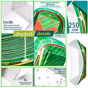 MotBach 120 Pack Baseball Theme Paper Food Boat Trays, Baseball Party Supplies, 2 Lb Disposable Paper Serving Boat Plate Trays for Baseball Birthday Party Decorations Baseball Themed Party Favors