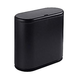 Changshin Franco Touch-Top Lid Slim Bin Trash Can for Kitchen, Bathroom, Bedroom, Office, Campers Garbage Plastic 10 Liter 2.6 Gallon Black