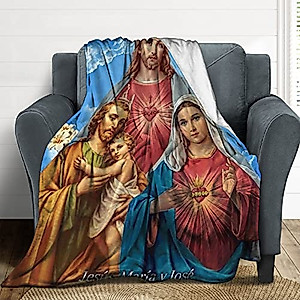 Virgin Mary Jesus Our Lady of Guadalupe Christmas Nativity Cross Festivals Blanket Flannel Fleece Soft and Warm Comfortable for Sofa Bedroom Winter Office and Tourist Camping 60x50 Inch