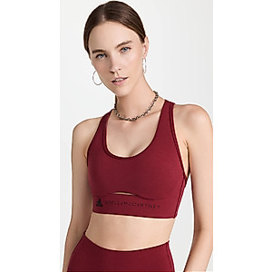 adidas by Stella McCartney Women's TrueStrength Yoga Medium Support Bra, Collegiate Burgundy, Red, XS