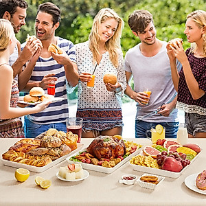 Lifewit Serving Tray Plastic for Party, 15" x 10" Platters for Serving Food, White Food Tray for Snacks, Food, Cookies, Set of 3, BPA Free