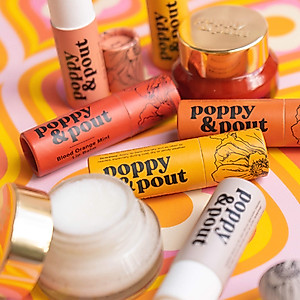 Poppy & Pout Blood Orange Mint Jumbo Lip Balm | All Natural Lip Balms & Moisturizers | Hydrates with Beeswax, Vitamin E, Organic Coconut Oil | Cruelty-Free | Lip Balm in Recyclable Cardboard Tube