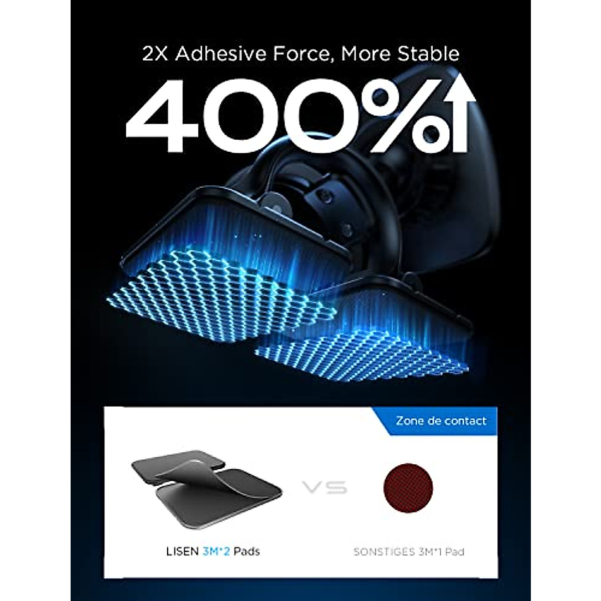 LISEN Magnetic Phone Holder for Car Fit Curved Surfaces Car Phone Holder Mount Flexible & Stable Dashboard Magnetic Phone Car Mount with 3 Metal Plates Fit All iPhone 14/13/12/11,Pro,Pro Max,Android