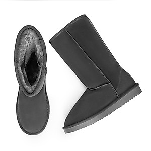 DREAM PAIRS Women's High-top Winter Snow Boots Slip on Warm Comfortable Outdoor Booties Shoes for Women FuzzyClassic,Size 10,Grey,Shorty_HIGH